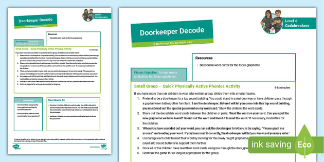 Level 6 Physically Active Phonics - Doorkeeper Decode