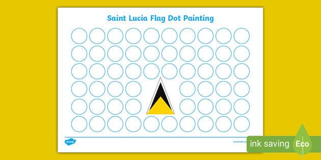 Saint Lucia Flag Dot Painting Worksheet