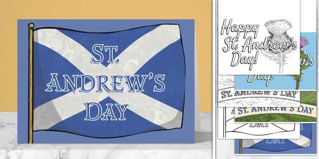 St. Andrew's Day Cards and Colouring Cards | Twinkl Party