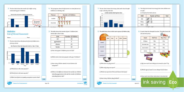👉 Year 3 Statistics End-of-Unit Assessment (teacher made)