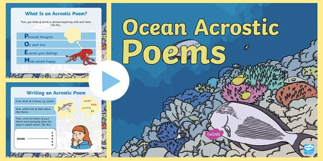 Ocean Acrostic Poem PowerPoint (teacher made) - Twinkl