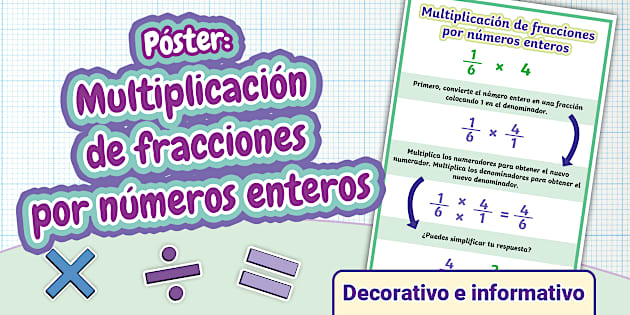 * NEW * Póster: Multiplicación de fracciones por números enteros