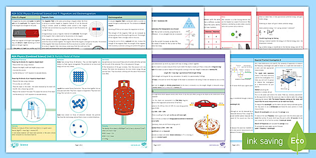 AQA Combined Science Physics Knowledge Organiser Bundle