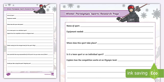 Winter Para-Games Sports Research Page - Twinkl