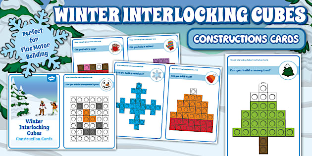 Winter Interlocking Cube Construction Cards | Twinkl