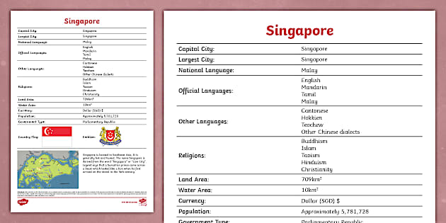 Singapore Fact File for Kids - HASS - Twinkl
