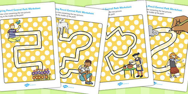 Spring Pencil Control Path Worksheets (teacher made)