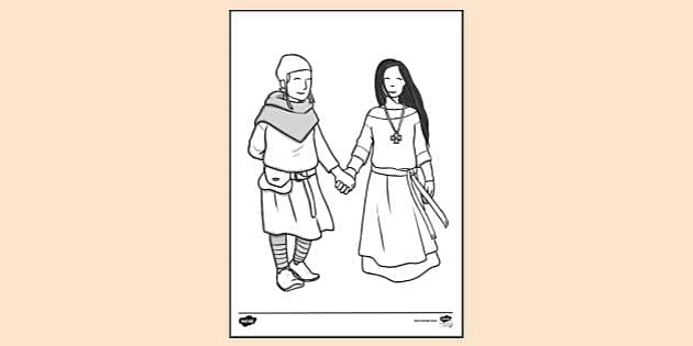 Maelon and Dwynwen Colouring | Colouring Sheets - Twinkl