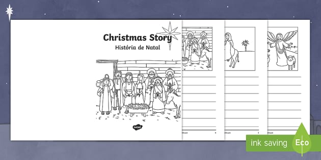 Christmas Story Booklet English/Portuguese - Christmas Story Sequencing