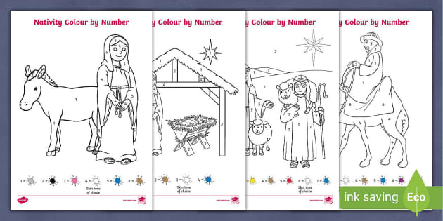 👉 Kindergarten Nativity Colour by Number Activity