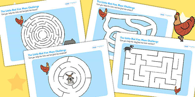 The Little Red Hen Differentiated Maze Worksheet / Worksheet Pack