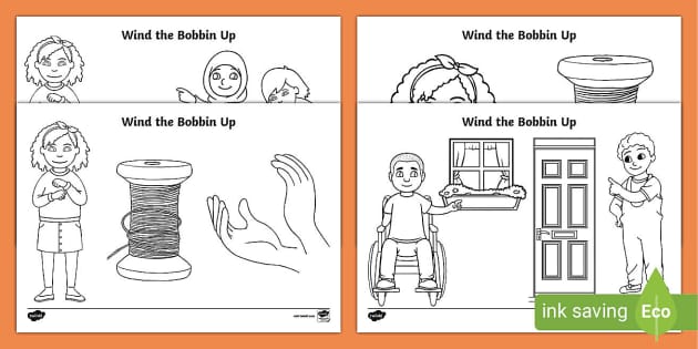 Wind the Bobbin Up Colouring Pages (teacher made) - Twinkl