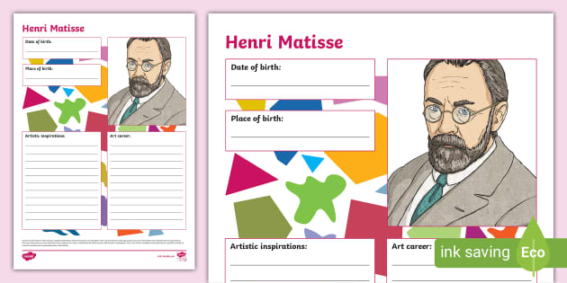Henri Matisse Fact File Template,Henri Matisse - Twinkl
