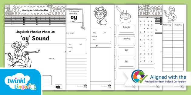 NI Linguistic Phonics Phase 3a 'oy' Sound Activities Booklet