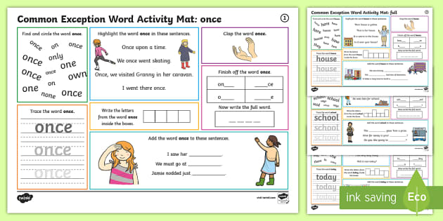 Year 1 Common Exception Word Activity Mat Pack 9 - Twinkl