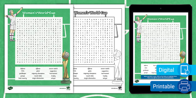 Women's World Cup Word Search for 6th-8th Grade - Twinkl