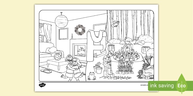 * NEW * F Sound Loaded Scene Colouring Page, F Words