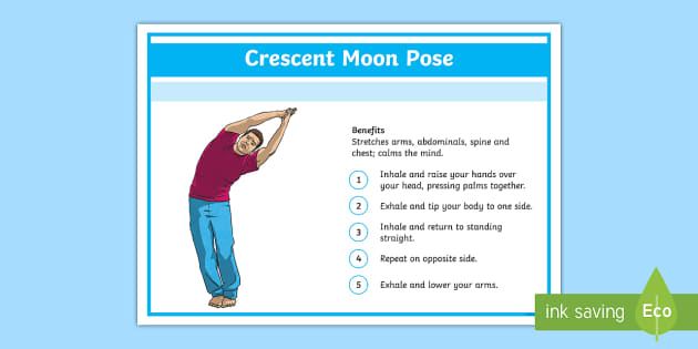 Yoga Crescent Moon Pose Step-by-Step Instructions - Twinkl