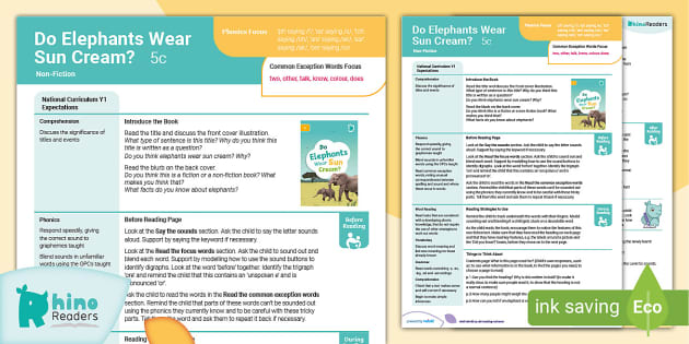 Level 5c Do Elephants Wear Sun Cream?: Teacher Guide