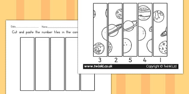 Space Themed Number Sequencing Puzzle (teacher made)