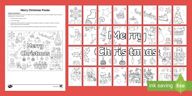 Merry Christmas Collaborative Colouring Pages - Twinkl