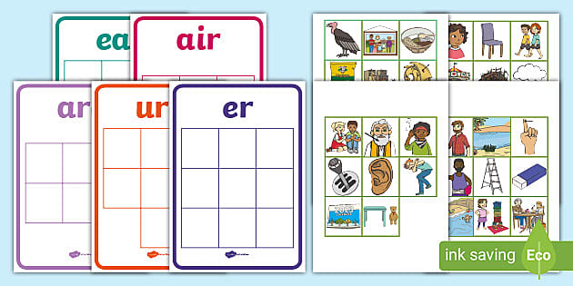 ear, air, ure and er Sorting Cards Activity