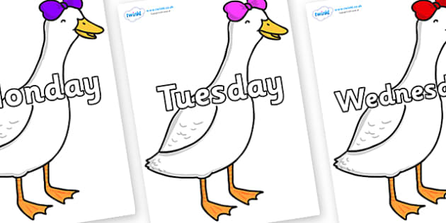 Days of the Week on Ducky Lucky (teacher made) - Twinkl