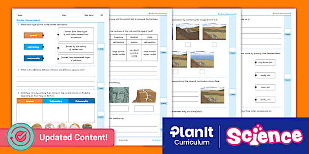 Science: Rocks: Year 3 Assessment Test (teacher made)