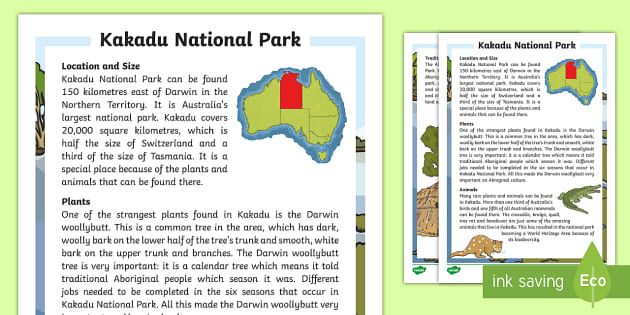 Kakadu National Park Junior Fact Sheet - Twinkl