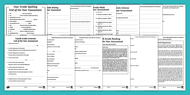 Fourth Grade End of the Year Assessment Pack (teacher made)