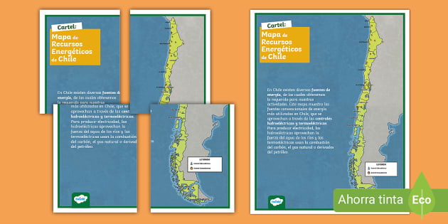 Cartel Mapa de Recursos Energéticos de Chile - Twinkl