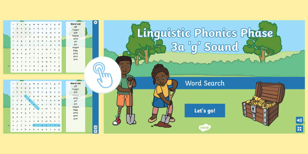 Linguistic Phonics Phase 3a 'g' Sound Interactive Word Search