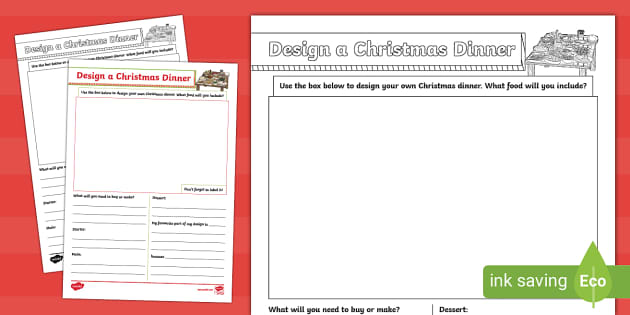 Design a Christmas Dinner Worksheet (l'enseignant a fait)