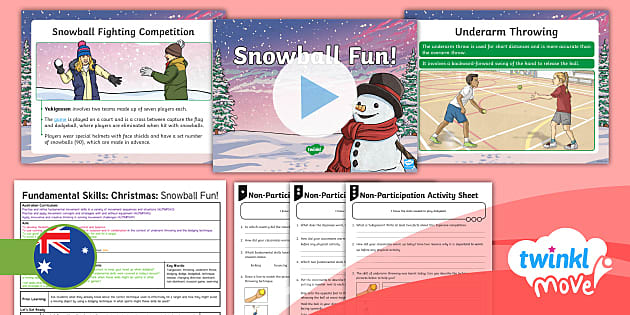 Move PE Year 3-4 Fundamental Skills: Christmas: Snowball Fun Lesson Pack