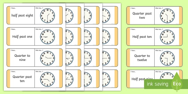 O'Clock, Half Past, Quarter Past and Quarter to Loop Cards - loop cards
