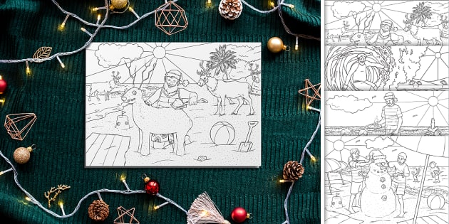 Australian Christmas Colouring Card Pack | Twinkl Party