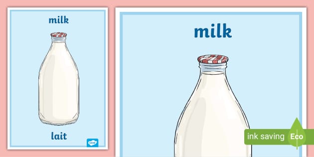 👉 French Word for Milk Display Poster
