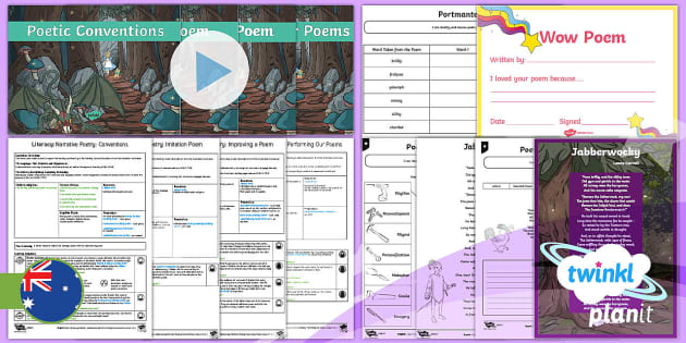 PlanIt English Year 5 Animals: Jabberwocky Narrative Poetry Genre Unit Pack
