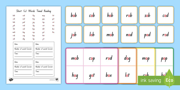* NEW * Short /o/ Word Cards Activity Pack - Dyslexia, Literacy, Learning