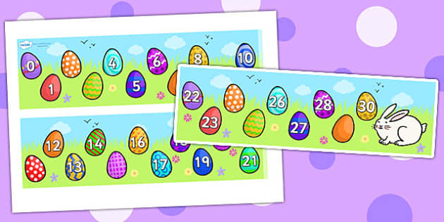 FREE! - Missing Number Number Line 0-30 (Easter) - Twinkl