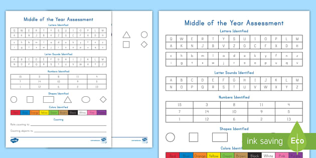 Middle of the Year Assessment Progress Sheet