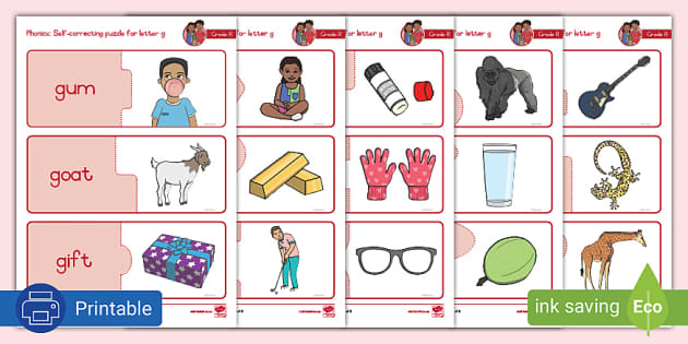 Grade R Phonics: Self-correcting Puzzles Letter g - Twinkl