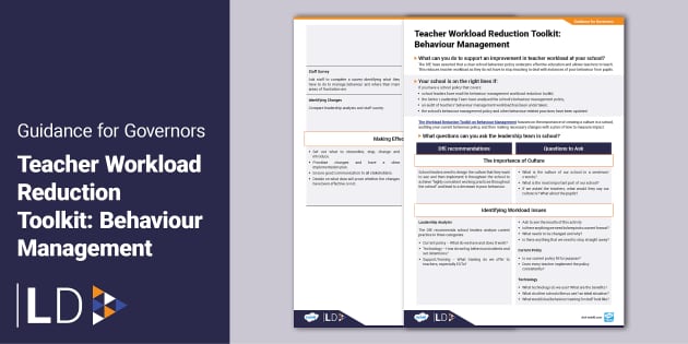 Governors: Workload Reduction Toolkit - Behaviour Management