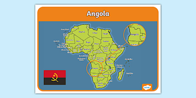 Angola on a Map of the World Display Poster (teacher made)