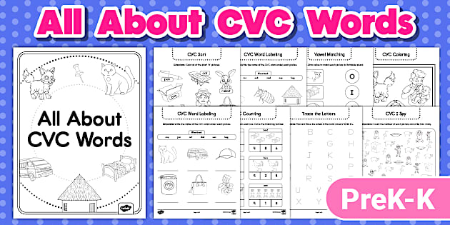All About CVC Words Activity Booklet for PreK-K