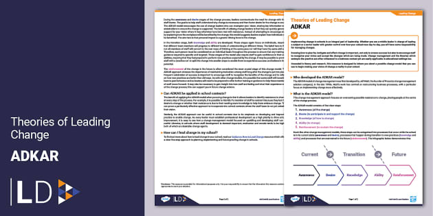 Theories of Leading Change: ADKAR (Lehrer gemacht) - Twinkl