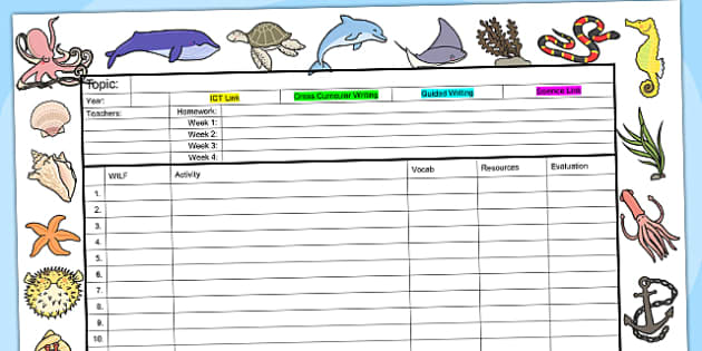 Under The Sea Themed Editable Mid Term Planning Template - plans