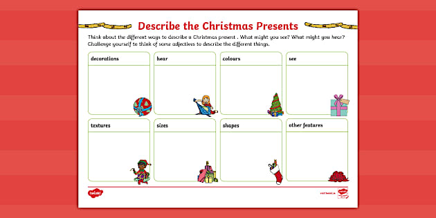 Christmas Presents Adjectives Worksheet (teacher made)
