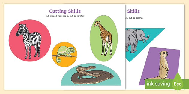 Safari Themed Cutting Skill Worksheet / Worksheets- jungle, fine motor ...