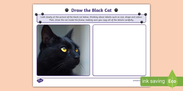 Draw the Black Cat Art Activity, Cat Drawing, Draw a Cat